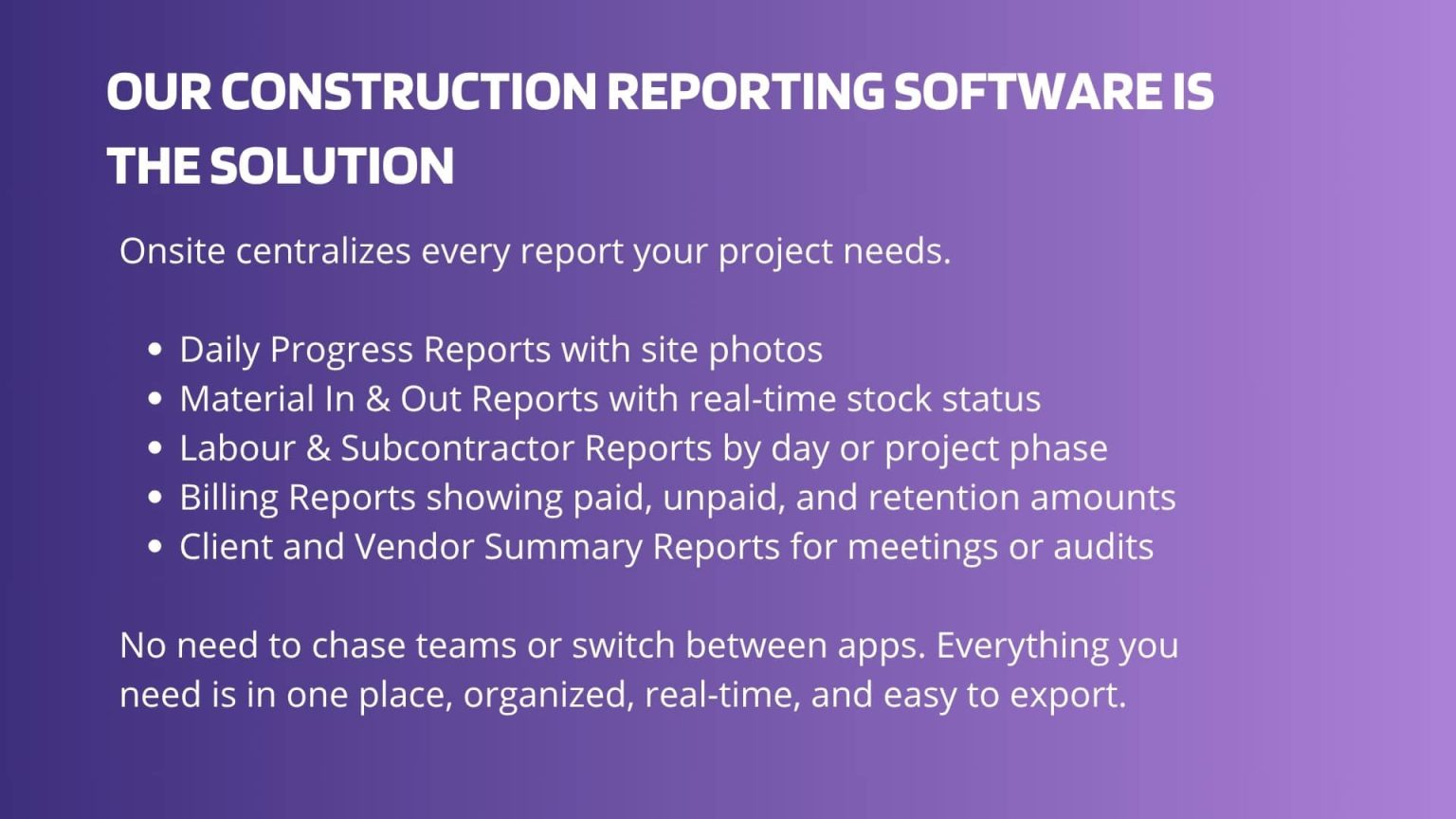 Construction Reporting Software: All Construction Report, 1 Place